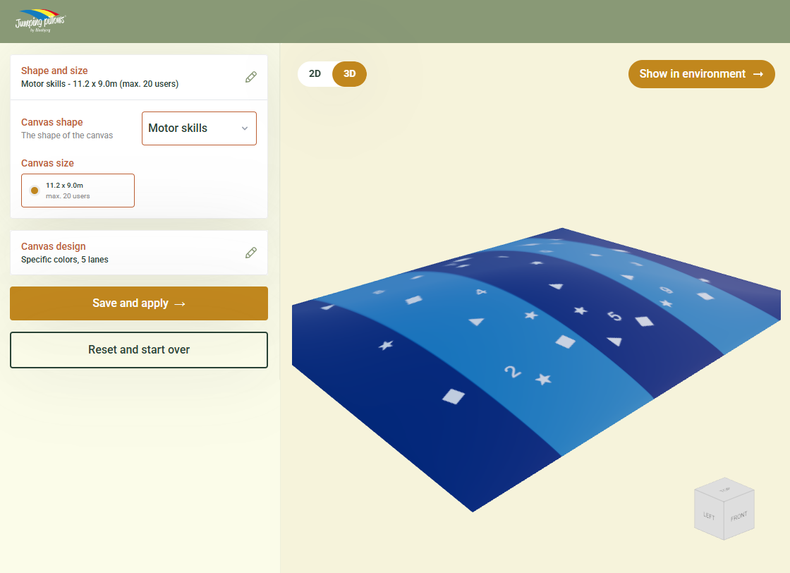 Interaktiv 3D-konfigurator til hoppepuder i web | Conexio ApS